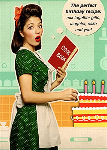 Oatmeal Studios Perfect Birthday Recipe : Woman Holding Cook Book Funny/Humorous Birthday Card