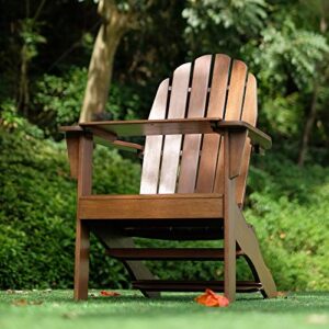 Cambridge Casual Bentley Adirondack Chair with Tray Table, Solid Wood/Natural Brown