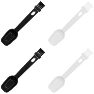 coffee spoon with espresso grinder brush 4 pcs 2 in 1 brush for cleaning espresso machines & scooping tea powder, coffee tool for barista home kitchen café (2 pcs white, 2 pcs black)