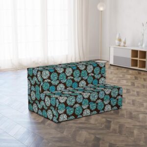 Ambesonne Brown and Blue Foldable Mattress, Dots and Circles, 74.8" x 39.4", Brown Turquoise White