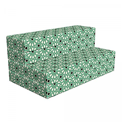 Ambesonne Moroccan Foldable Mattress, North Stars, 78.7" x 47.2", Sea Green Cream Black