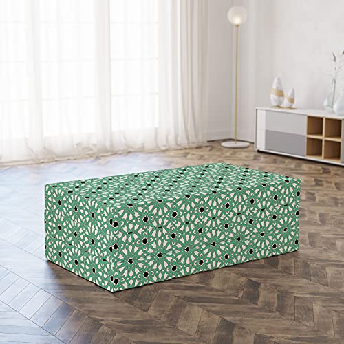 Ambesonne Moroccan Foldable Mattress, North Stars, 78.7" x 47.2", Sea Green Cream Black