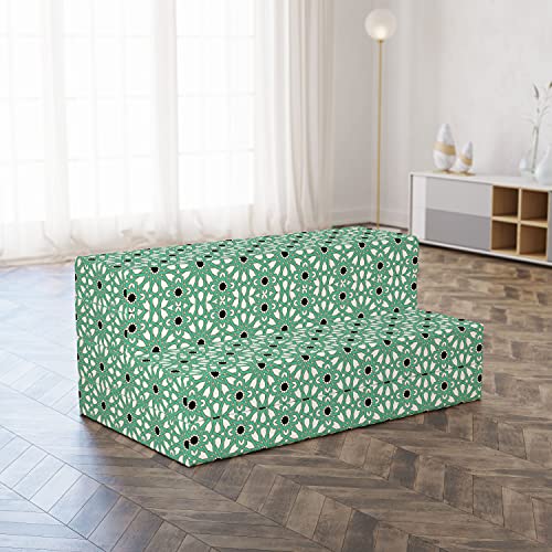 Ambesonne Moroccan Foldable Mattress, North Stars, 78.7" x 47.2", Sea Green Cream Black