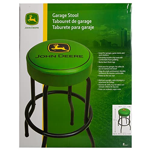 Plasticolor 004792R01 John Deere Logo Garage and Game Room Stool with Matte Green Top and Black Legs