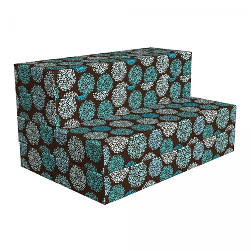 Ambesonne Brown and Blue Foldable Mattress, Dots and Circles, 74.8" x 39.4", Brown Turquoise White