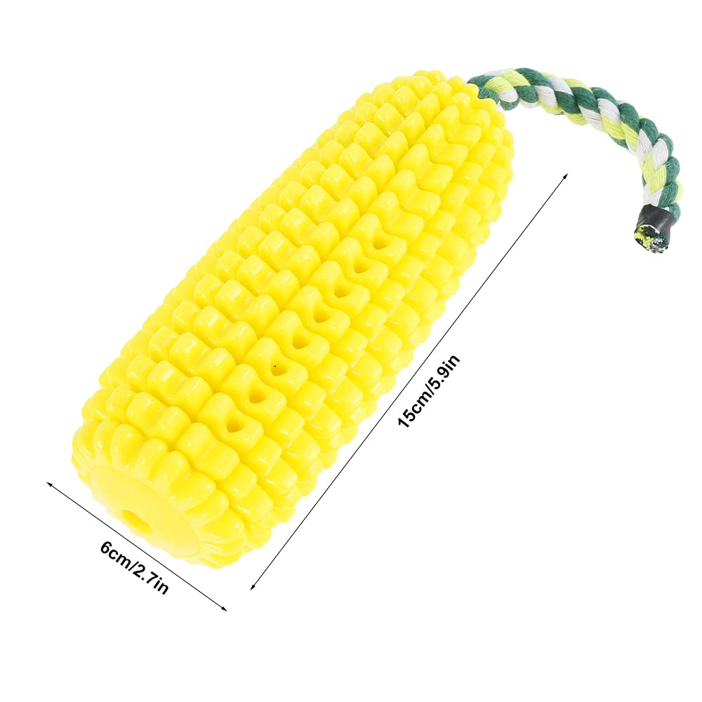 Dog Chew Toys for Aggressive Chewers Dog Corn Toothbrush Stick Teeth Cleaning Squeaky Toy with Chewing Rope for Medium Dogs Tough Dog Dental Teeth Cleaning Chew Toy (Yellow)