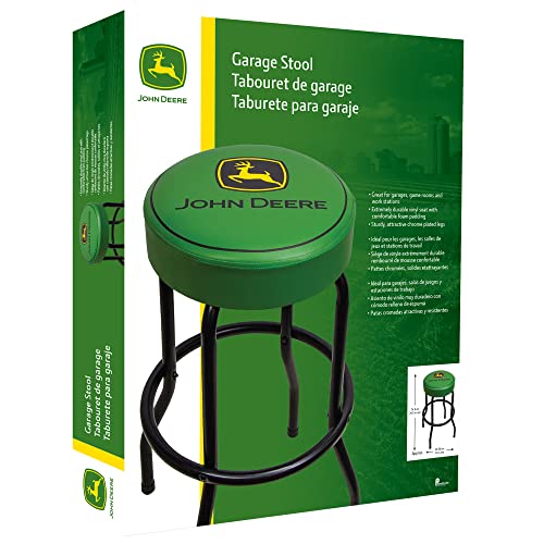 Plasticolor 004792R01 John Deere Logo Garage and Game Room Stool with Matte Green Top and Black Legs