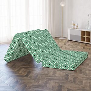 Ambesonne Moroccan Foldable Mattress, North Stars, 78.7" x 47.2", Sea Green Cream Black