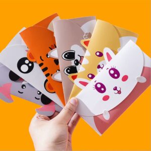 tooloflife 10 Pieces Envelope Greeting Card Cartoon Animal Stationery Paper Thank You Cards Gift for Kids, All Occasions,Birthday Invitation - Tiger