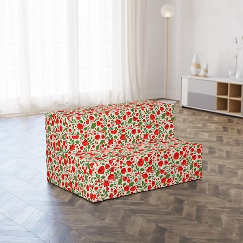 Ambesonne Poppy Flower Foldable Mattress, Nature Arrangement, 74.8" x 39.4", Green Red Beige