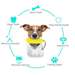 Dog Chew Toys for Aggressive Chewers Dog Corn Toothbrush Stick Teeth Cleaning Squeaky Toy with Chewing Rope for Medium Dogs Tough Dog Dental Teeth Cleaning Chew Toy (Yellow)