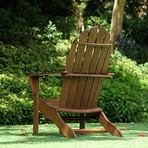 Cambridge Casual Bentley Adirondack Chair with Tray Table, Solid Wood/Natural Brown