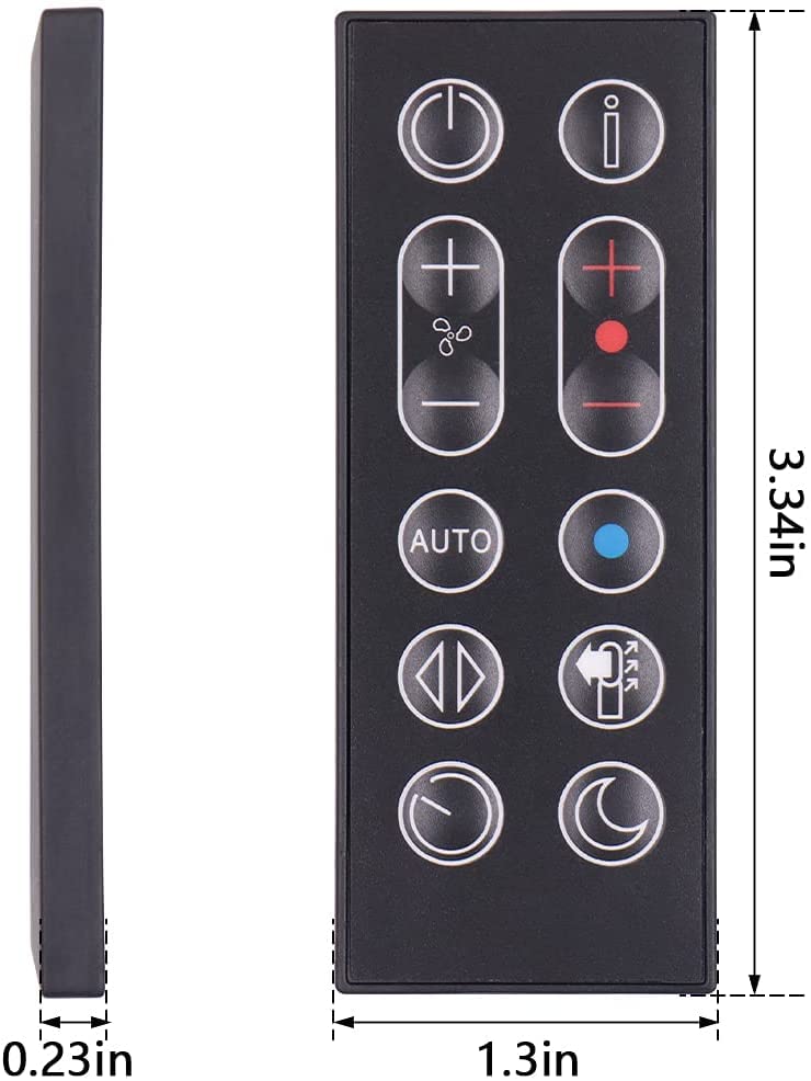 Qzanyee Life Remote Control for Dyson HP04 Pure Hot + Cool Purifying Heater Fan, Replacement Remote for Dyson Part No. 969897-02 / Part No. 969897-03 (Black with Magnetic)