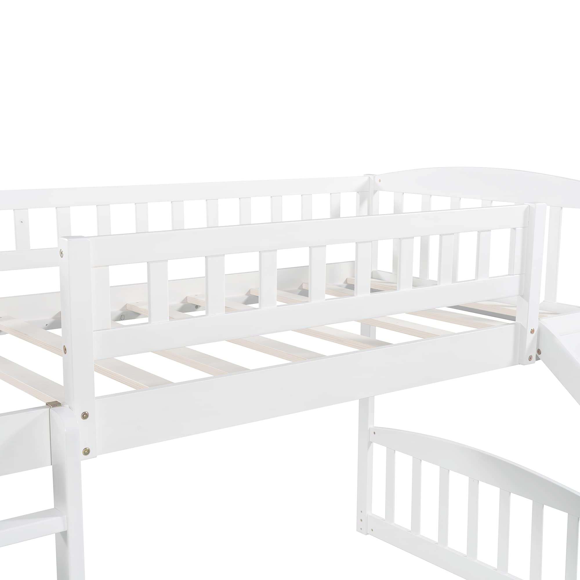 Harper & Bright Designs Twin Size Loft Bed with Slide and Stairway, Wooden Low Loft Bed with Storage for Kids Girls Boys (White)