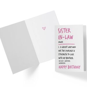 Funny Birthday Card for Sister in Law, Large 5.5 x 8.5 Sister in Law Birthday Card, Happy Birthday Card for Sister in Law, Karto Sister Law Noun