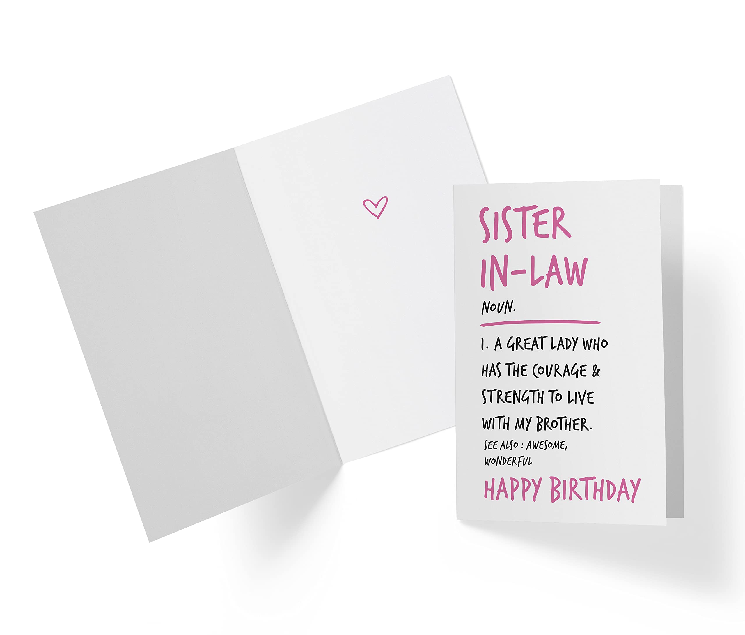 Funny Birthday Card for Sister in Law, Large 5.5 x 8.5 Sister in Law Birthday Card, Happy Birthday Card for Sister in Law, Karto Sister Law Noun