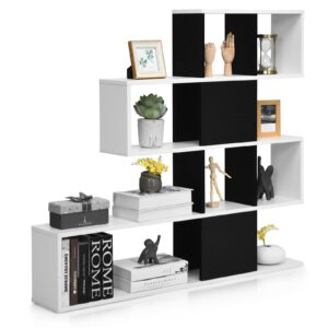 tangkula 8 cubes bookshelf, modern ladder corner bookcase, 8-cube open stepped storage bookcase, 5-tier display shelf for home office, 47 x 8 x 43 inch, living room divider bookcase