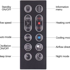 Qzanyee Life Remote Control for Dyson HP04 Pure Hot + Cool Purifying Heater Fan, Replacement Remote for Dyson Part No. 969897-02 / Part No. 969897-03 (Black with Magnetic)