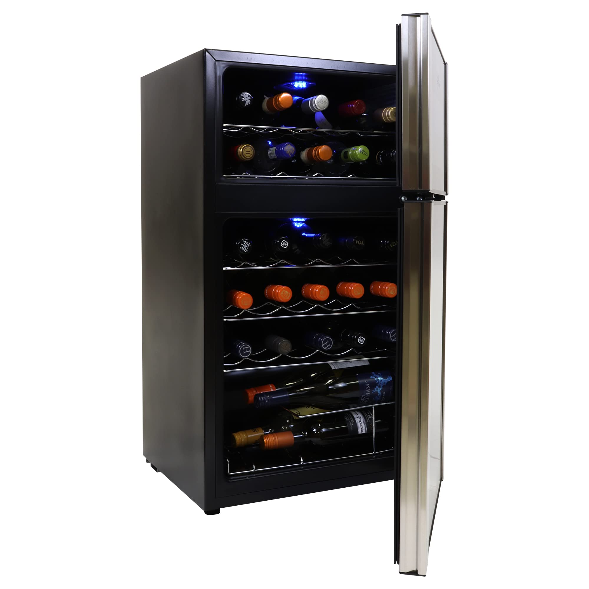 Koolatron 29 Bottle Wine Cooler Refrigerator Dual Zone Compressor Wine Fridge Freestanding for Red White Sparkling Wine Cellar Ideal for Home Bar Kitchen Apartment