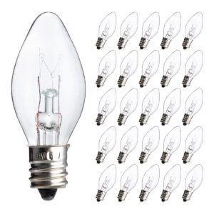 Joiedomi 25 Pack C7 Bulb, Replacement Light Bulbs for Christmas Outdoor, Indoor, Lawn, Tree, Panel Decor, E12 Candelabra Base, Longer Life 120 Volt, 6W