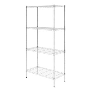 saferacks - nsf certified storage shelves, zinc, heavy duty steel wire unit with adjustable feet, garage or bakers rack, kitchen, pantry shelf - (18"x36"x72" 4-tier) (silver)