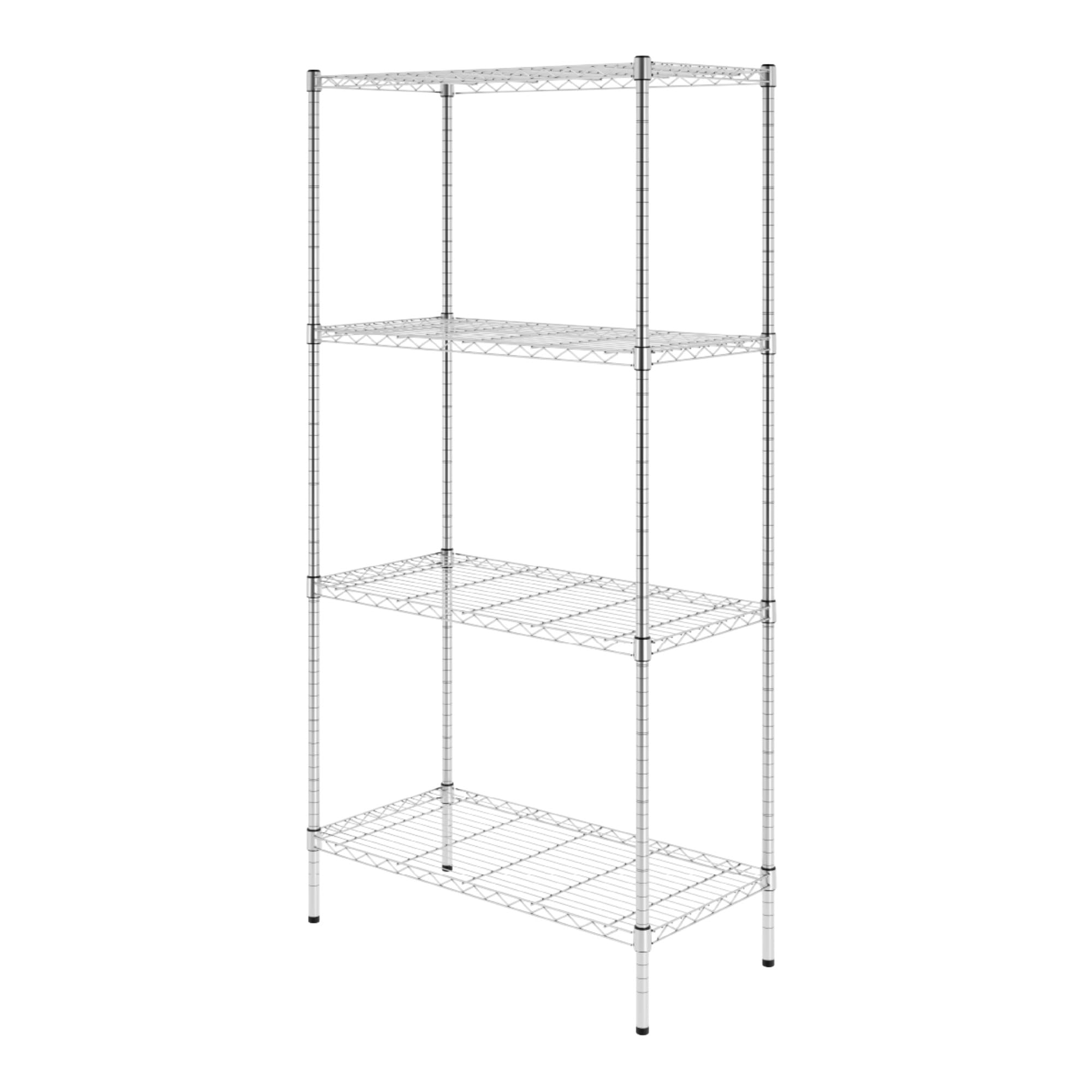 SafeRacks - NSF Certified Storage Shelves, Zinc, Heavy Duty Steel Wire Unit with Adjustable Feet, Garage or Bakers Rack, Kitchen, Pantry Shelf - (18"x36"x72" 4-Tier) (Silver)