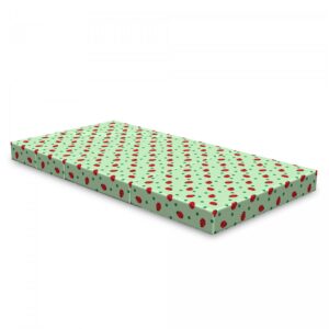 Ambesonne Ladybugs Foldable Mattress, Polka Dots with Insect, 74.8" x 39.4", Green Red Black