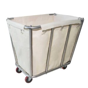 laundry cart,industrial commercial large rolling laundry cart dirty clothes bin with wheels,heavy duty canvas hamper,10 bushel,beige,260lbs load laundry cart (beige)