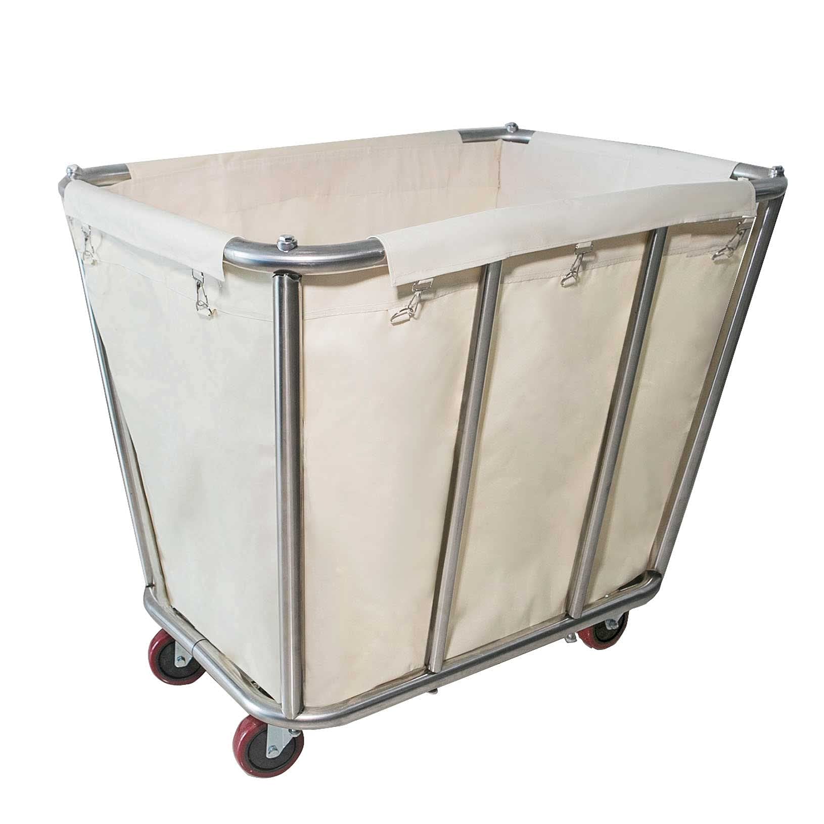 Laundry Cart,Industrial Commercial Large Rolling Laundry Cart Dirty Clothes Bin with Wheels,Heavy Duty Canvas Hamper,10 Bushel,Beige,260LBS Load Laundry Cart (Beige)