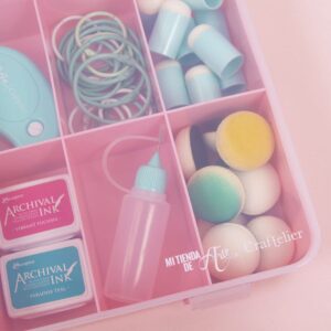 Craftelier - Organizing Box with 10 Compartments for Scrapbooking and Craft Materials | Dimensions 26.5 x 17.8 x 4.2 cm (10.4“ x 7” x 1.65") - Pink and Transparent Color