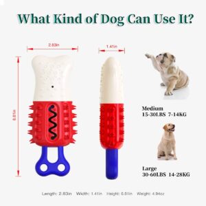 Dog Chew Toys for Aggressive Chewers Large Breed, Squeaky Dog Chew Toy for Small Dogs Puppies, Durable Tough Natural Rubber Dog Bones Interactive Toys for Teething Cleaning Training , Easy Clean (red)