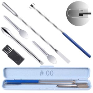 capsule filling machine kit – pill filler tray tools size 00 for quickly maker empty gel capsules, lab spoons spatula scoops tool (6pcs)