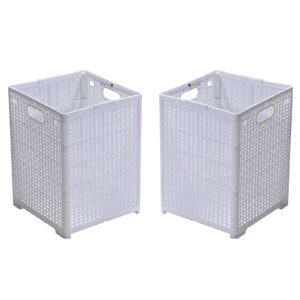 eslite 42l collapsible plastic laundry baskets,foldable laundry hamper,pack of 2 (white)