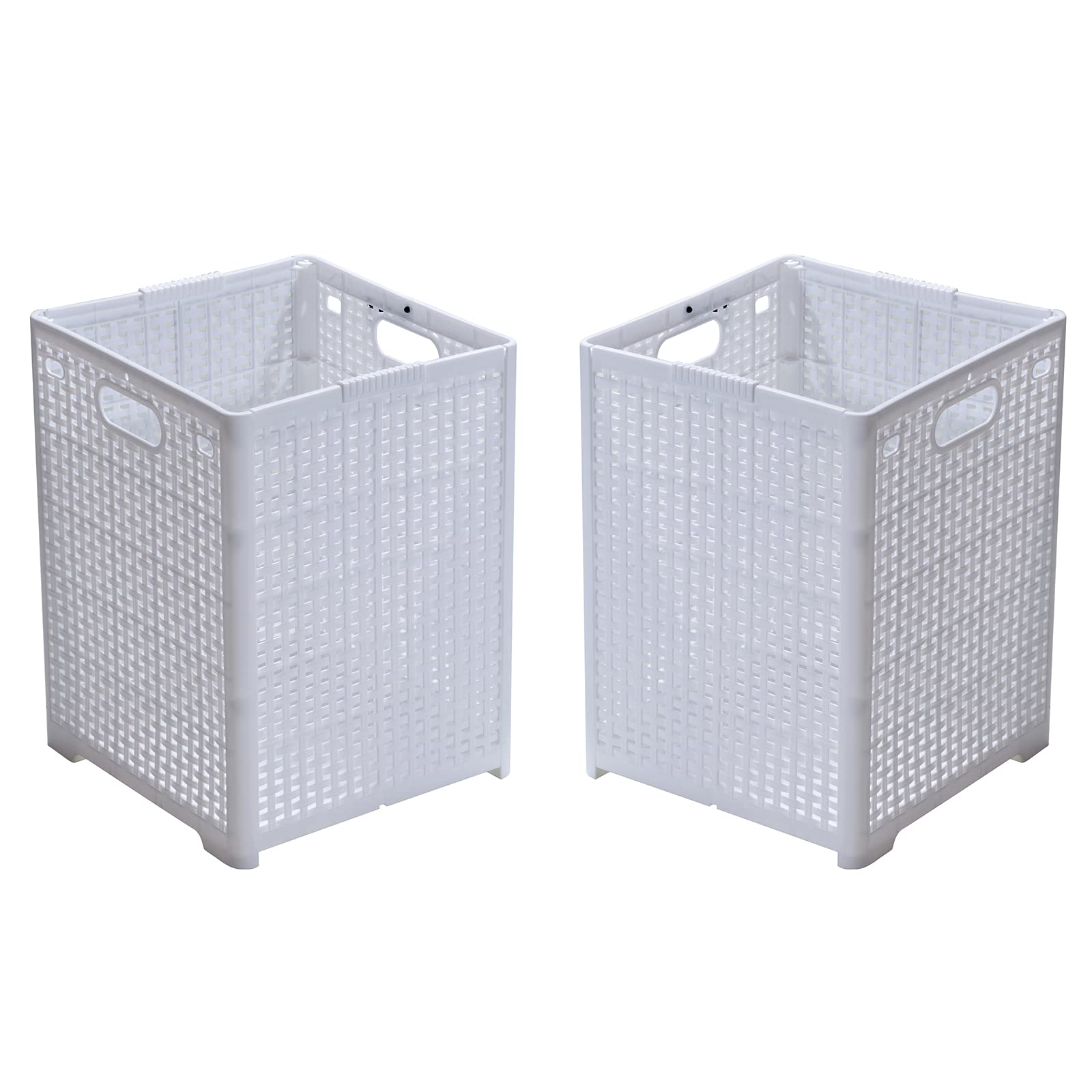 Eslite 42L Collapsible Plastic Laundry Baskets,Foldable Laundry Hamper,Pack of 2 (White)