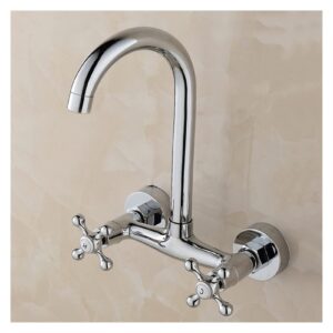 ASDFGHJK KANGYEBAIHUODIAN Bathroom Basin Sink Mixer Faucet Copper Durable Dual Handles Bathtub Wall Mounted Kitchen Wash Basin Sink Mixer Tap Accessories (Color : A1)