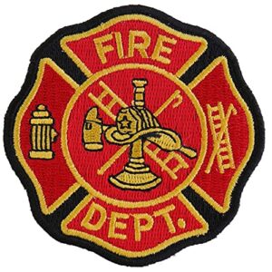 patch, embroidered patch (iron-on or sew-on), fire department shield cross, 3" x 3" (7.6 cm x 7.6 cm)