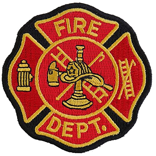 Patch, Embroidered Patch (Iron-On or Sew-On), Fire Department Shield Cross, 3" x 3" (7.6 cm x 7.6 cm)