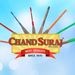 CHAND SURAJ ® Raver Grass Broom Stick | Phool Jhadu | for Floor Cleaning with Plastic Handle (Multicolour, 43 inches Long) Pack of 2