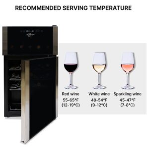 Koolatron 29 Bottle Wine Cooler Refrigerator Dual Zone Compressor Wine Fridge Freestanding for Red White Sparkling Wine Cellar Ideal for Home Bar Kitchen Apartment