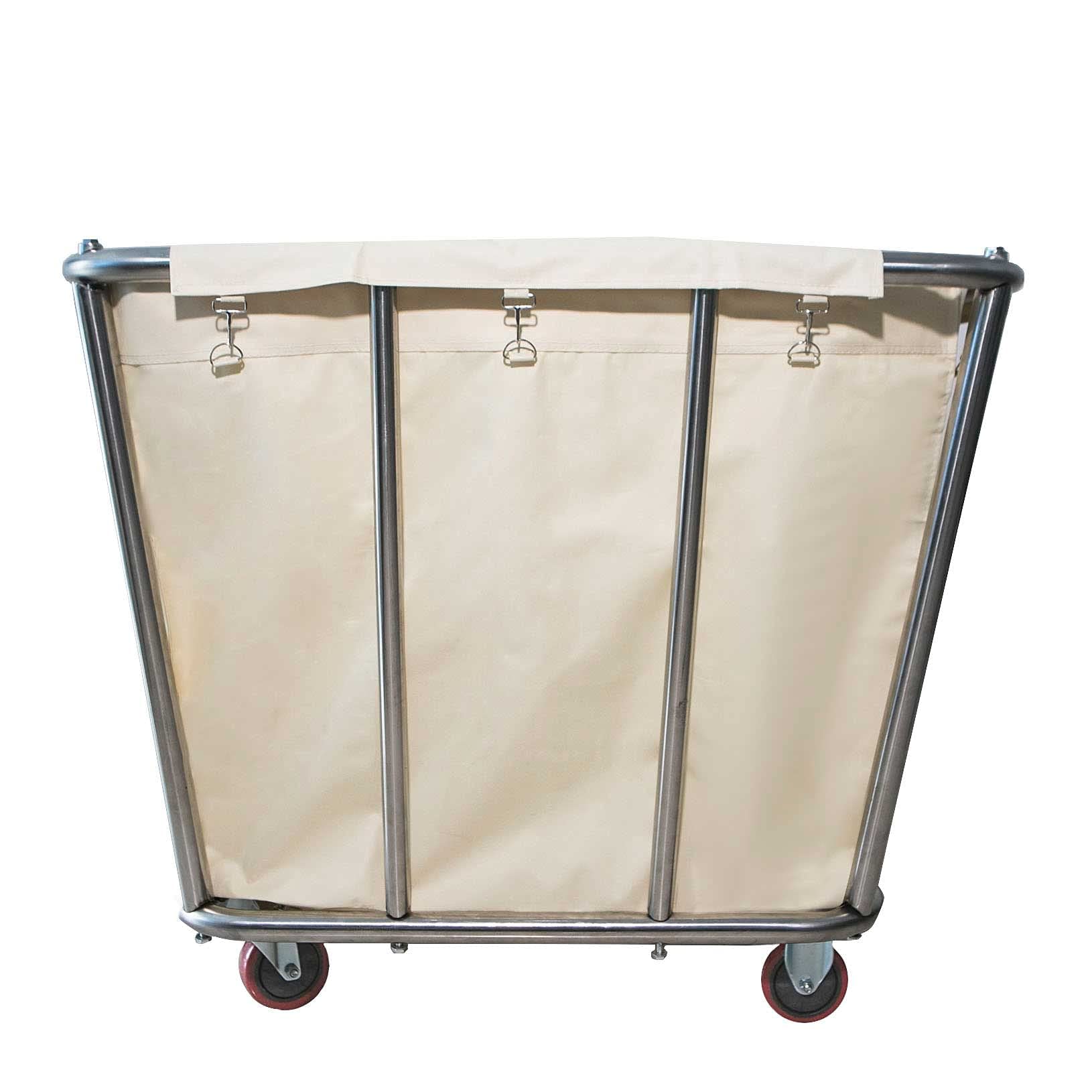 Laundry Cart,Industrial Commercial Large Rolling Laundry Cart Dirty Clothes Bin with Wheels,Heavy Duty Canvas Hamper,10 Bushel,Beige,260LBS Load Laundry Cart (Beige)