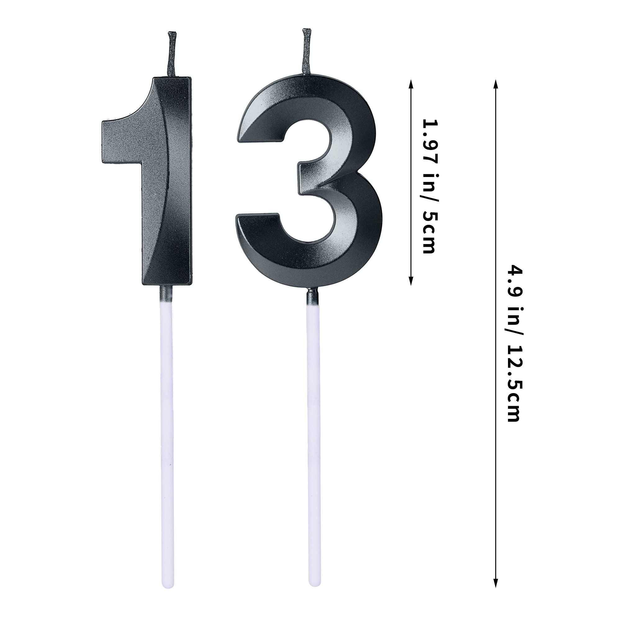 Black 13th & 31st Birthday Candles for Cakes, Number 13 31 Glitter Candle Cake Topper for Party Anniversary Wedding Celebration Decoration