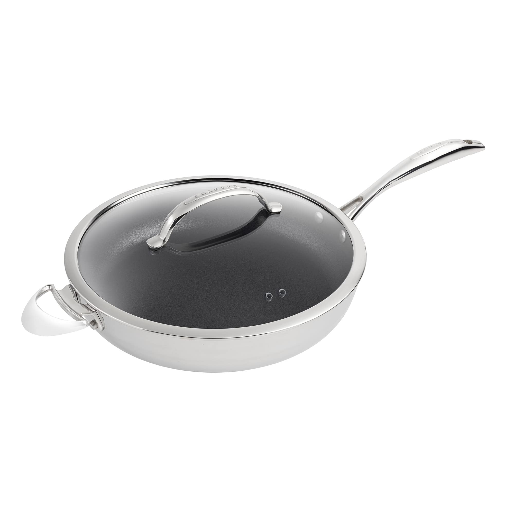 Scanpan HaptIQ 5.25qt/12.5in Nonstick Induction Suitable Cov. Saute Pan, Mirror Polished Stainless Exterior