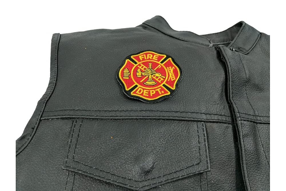 Patch, Embroidered Patch (Iron-On or Sew-On), Fire Department Shield Cross, 3" x 3" (7.6 cm x 7.6 cm)