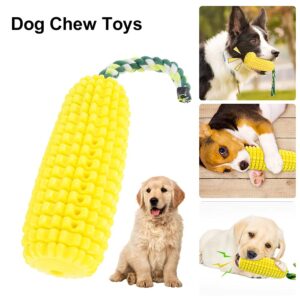 Dog Chew Toys for Aggressive Chewers Dog Corn Toothbrush Stick Teeth Cleaning Squeaky Toy with Chewing Rope for Medium Dogs Tough Dog Dental Teeth Cleaning Chew Toy (Yellow)