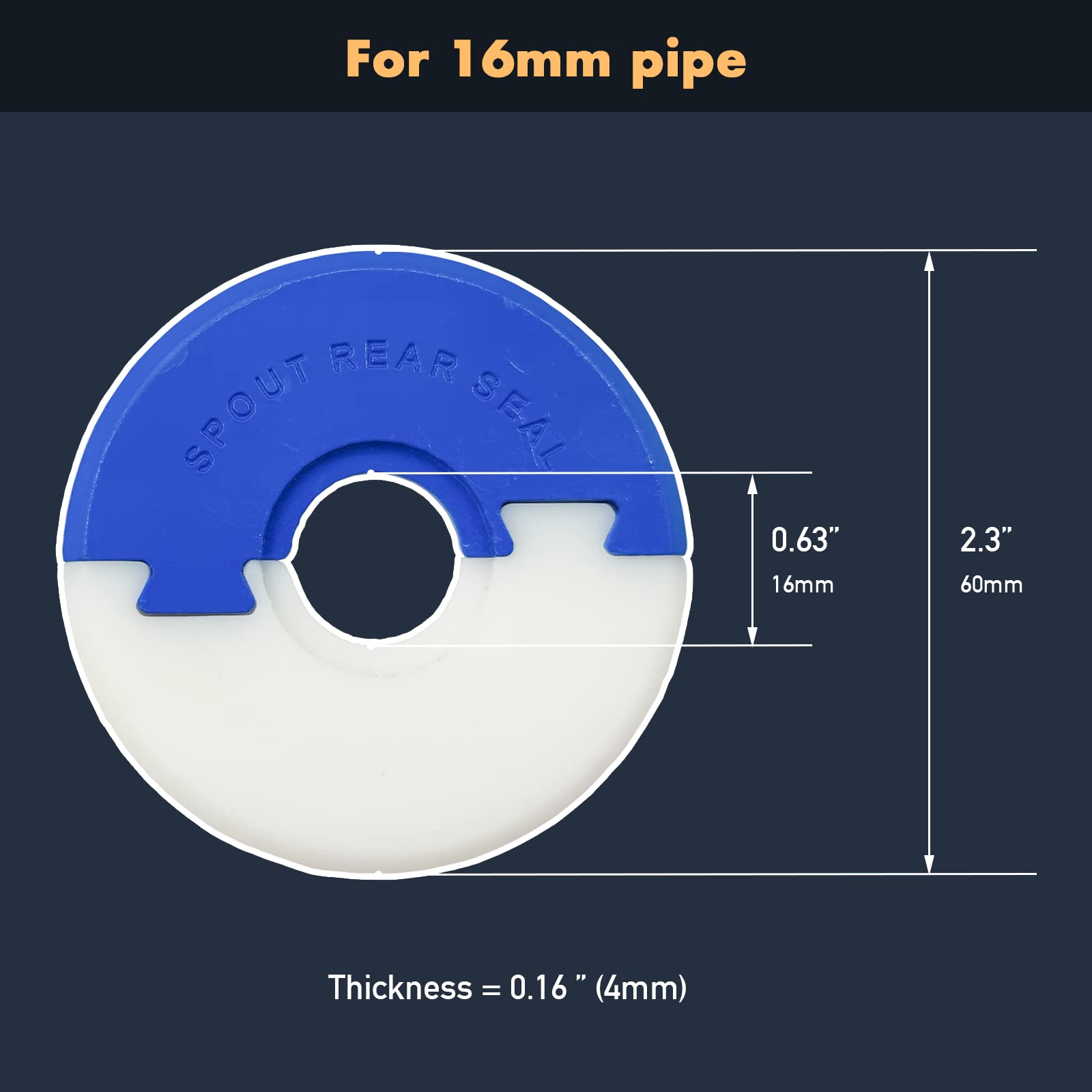 Welvzen Bathtub Spout Pipe Seal, Block Water Past Through Finished Wall, Tub Spout Water Leakage Disc Seal, Bath Wall Waterproof Protection for Copper Pipe (1/2" Copper Pipe 0.63in (16mm))