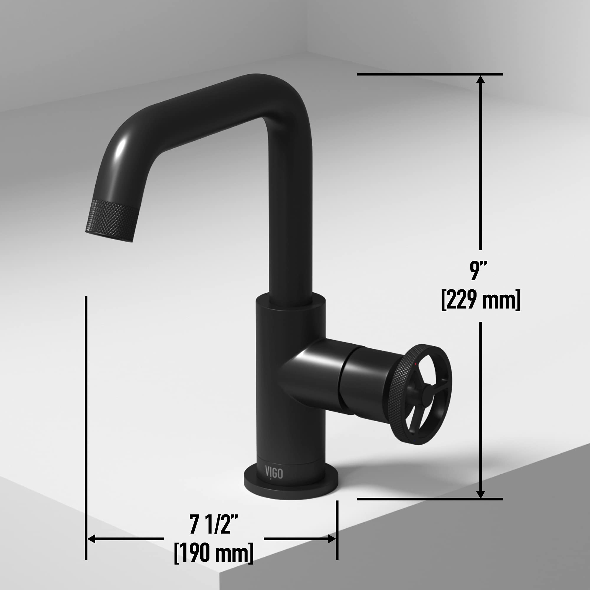 VIGO Cass 9'' H Single Handle Single-Hole Bathroom Faucet in Matte Black-VG01047MB