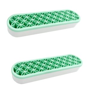 tang song 2 pcs silicone make up brush holder cosmetic storage box desktop organizers (green)