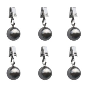 6 pack heavy tablecloth weights, stainless steel balls with rust-resistant clip, weights for curtains, flags