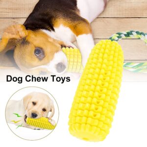 Dog Chew Toys for Aggressive Chewers Dog Corn Toothbrush Stick Teeth Cleaning Squeaky Toy with Chewing Rope for Medium Dogs Tough Dog Dental Teeth Cleaning Chew Toy (Yellow)