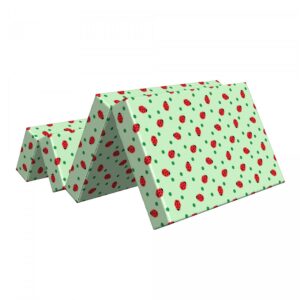 Ambesonne Ladybugs Foldable Mattress, Polka Dots with Insect, 74.8" x 39.4", Green Red Black